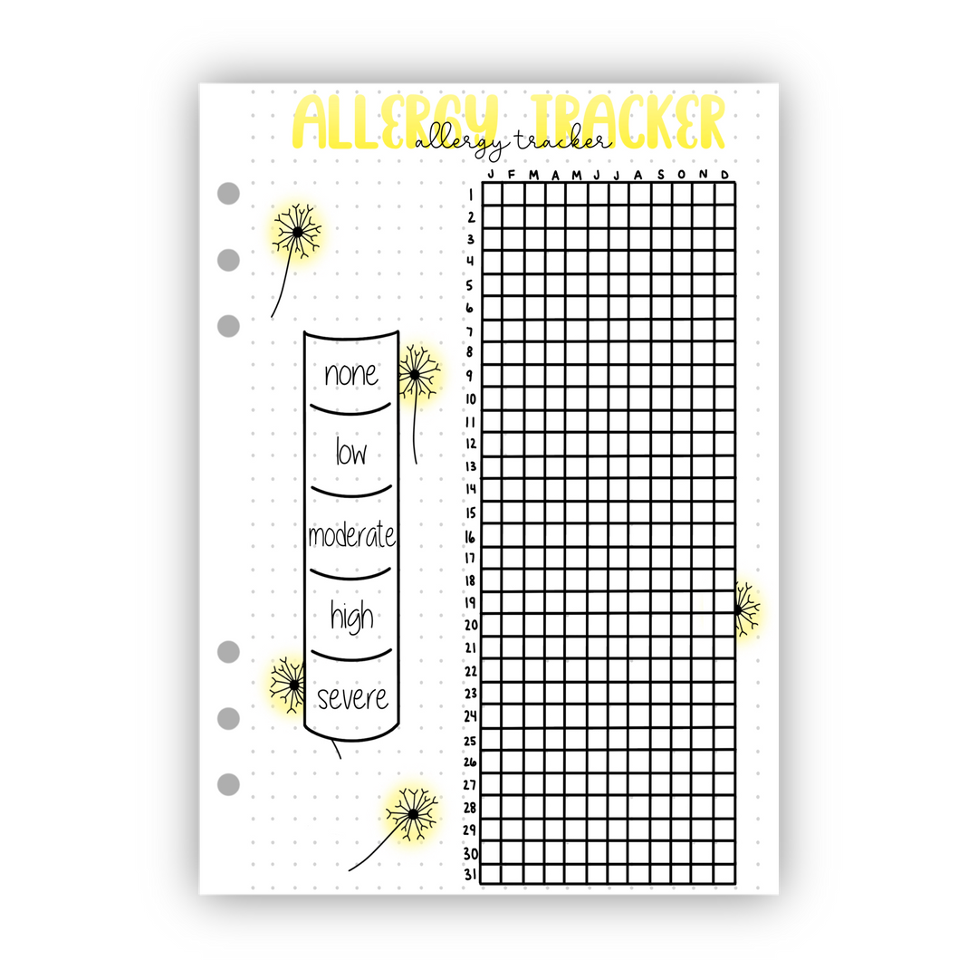 Allergy Tracker | Binder- Ready Journal Page