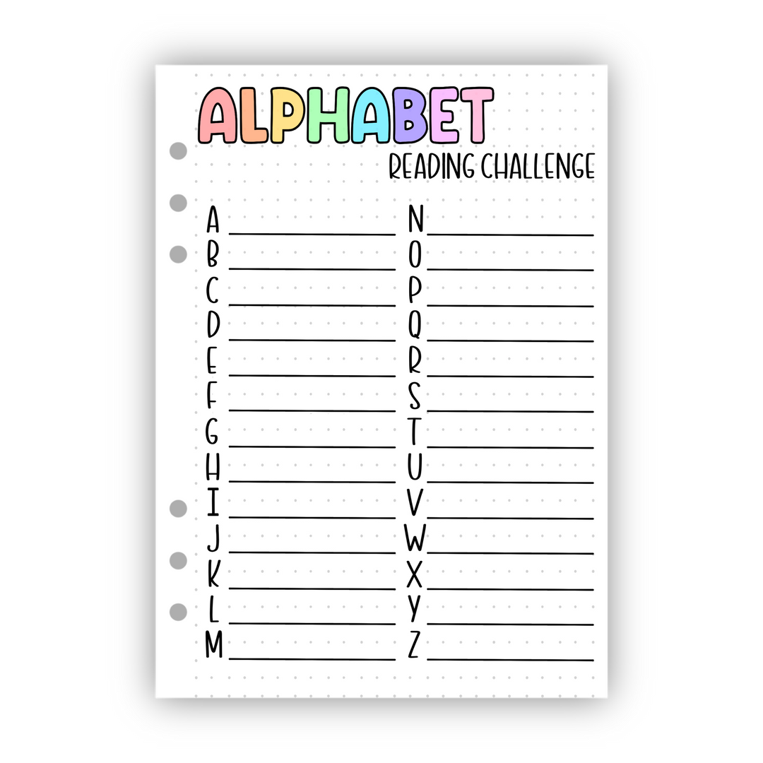 Alphabet Reading Challenge | Binder-Ready Journal Page – Jessica's Journal