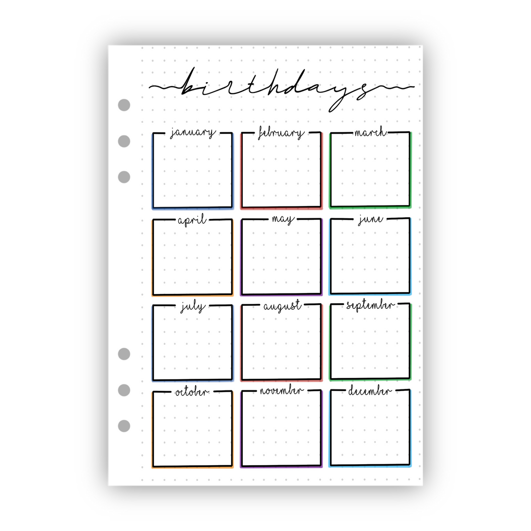 Birthday Tracker | Binder-Ready Journal Page
