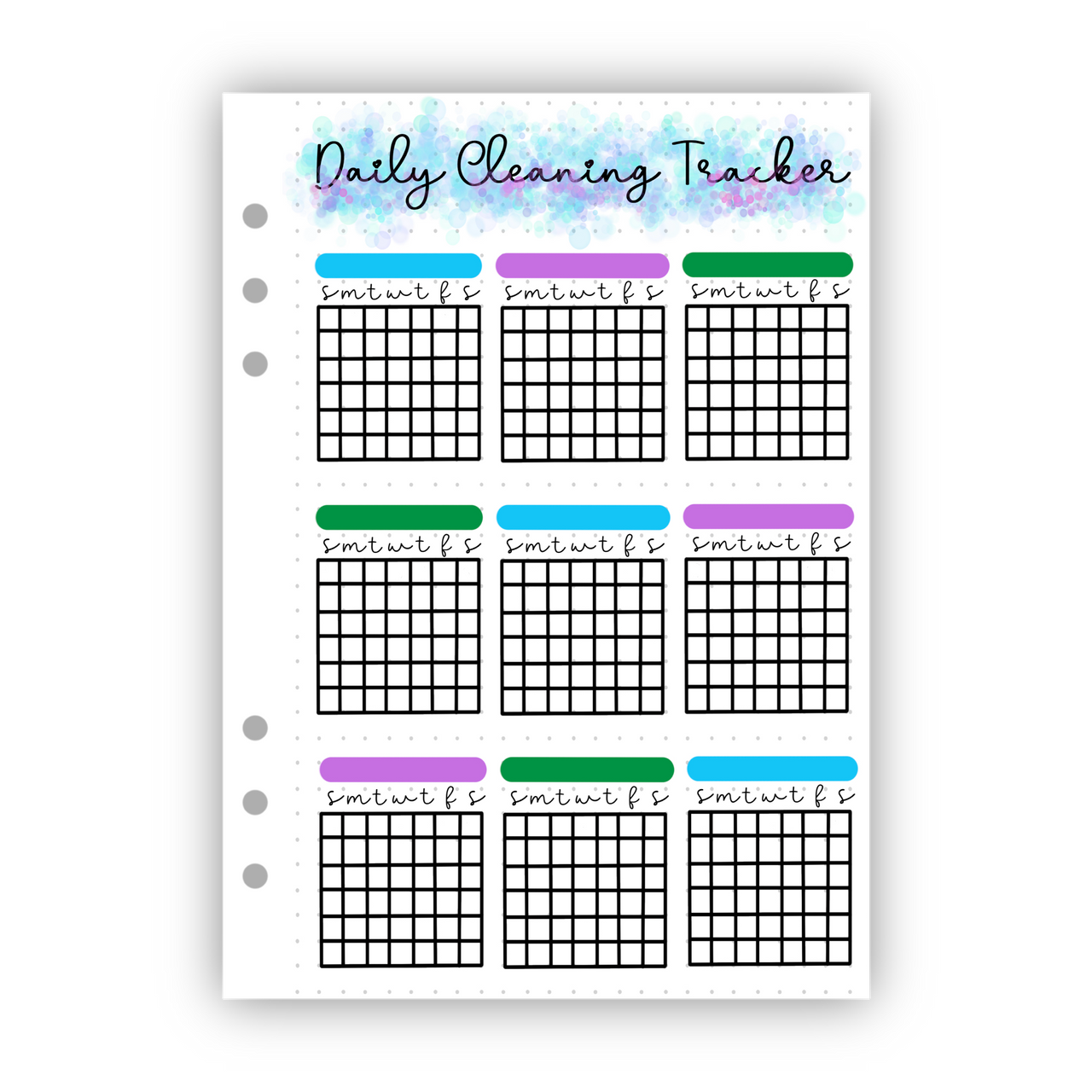 Daily Cleaning Tracker – Jessica's Journal