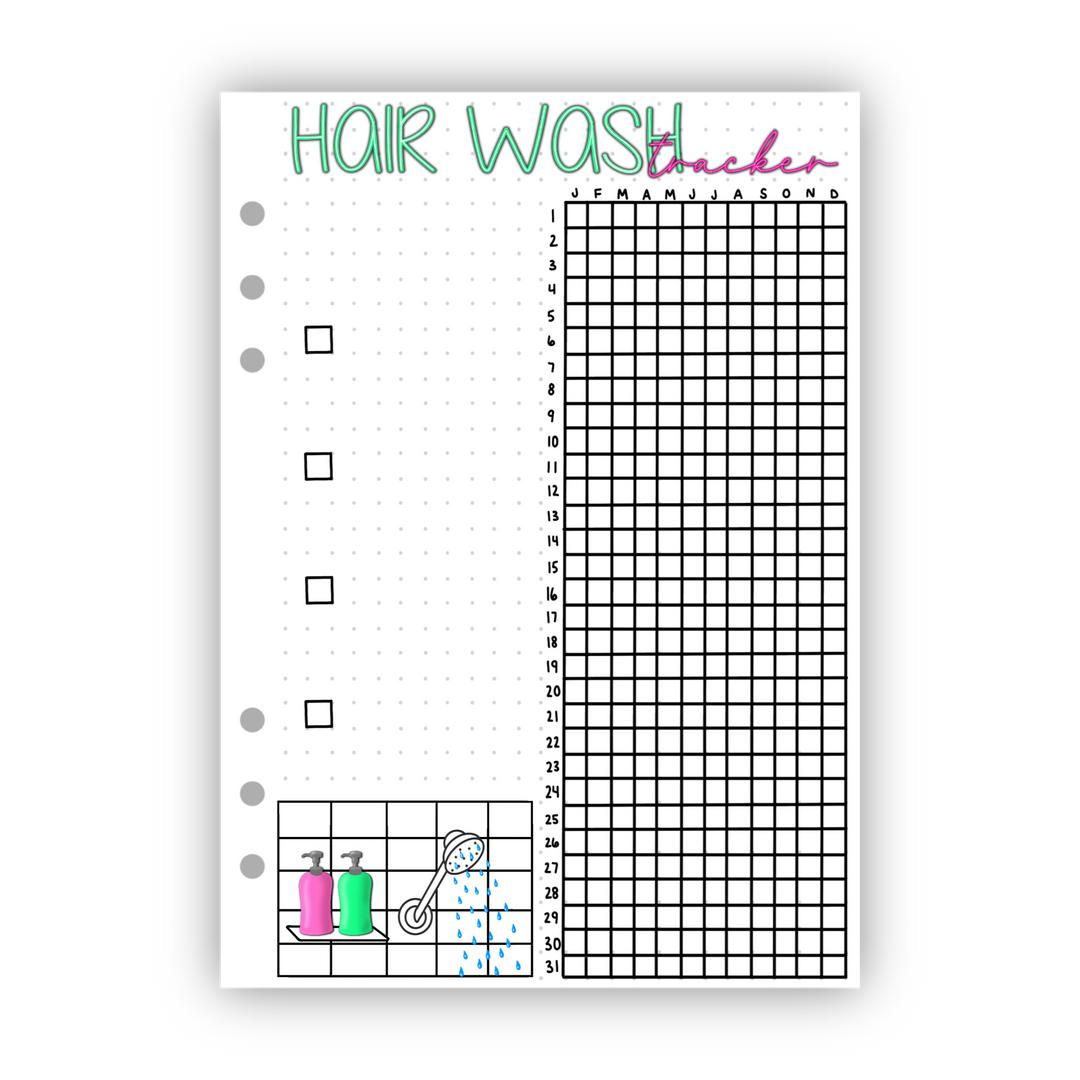 Hair Wash Tracker | Binder-Ready Journal Page – Jessica's Journal