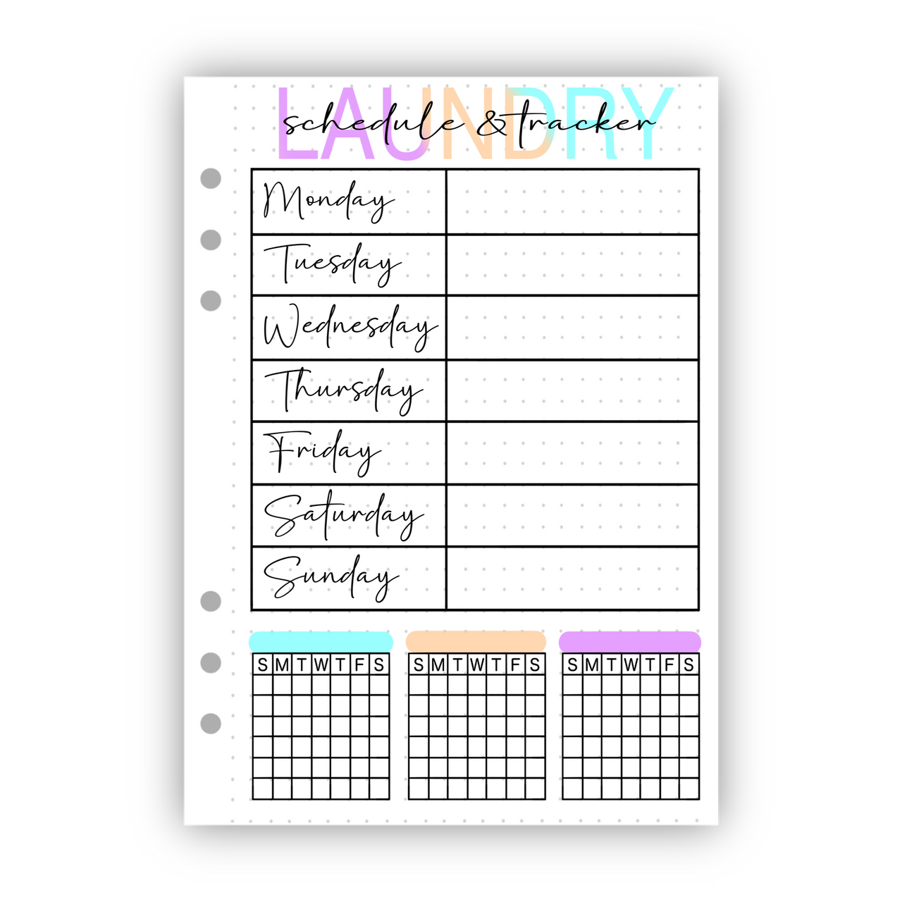 Chore Schedule & Tracker – Jessica's Journal