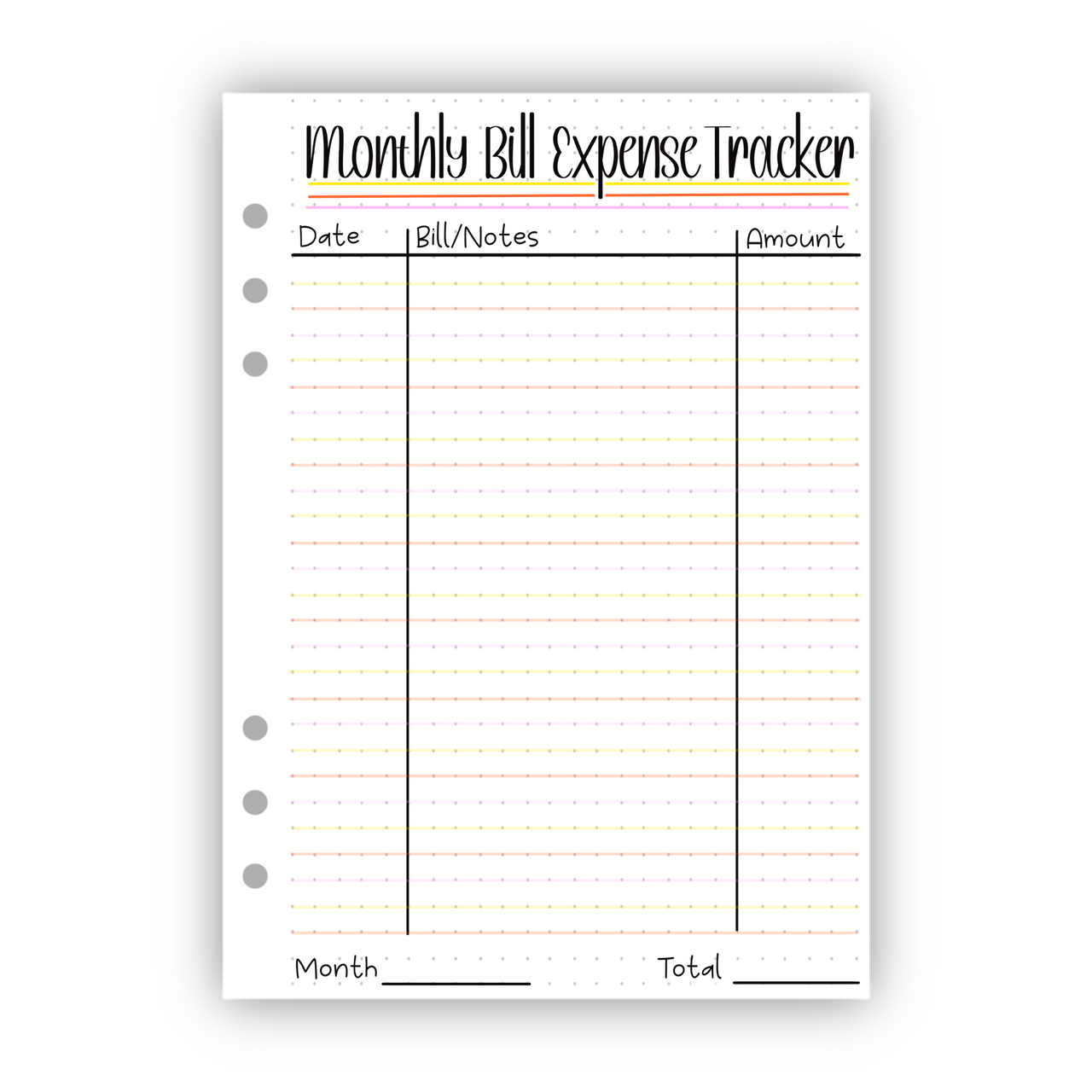 Monthly Bill Expense Tracker – Jessica's Journal