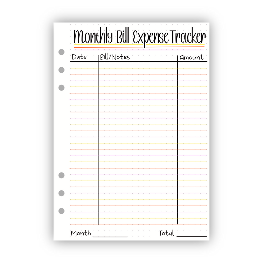 Monthly Bill Expense Tracker | Binder-Ready Journal Page – Jessica's ...