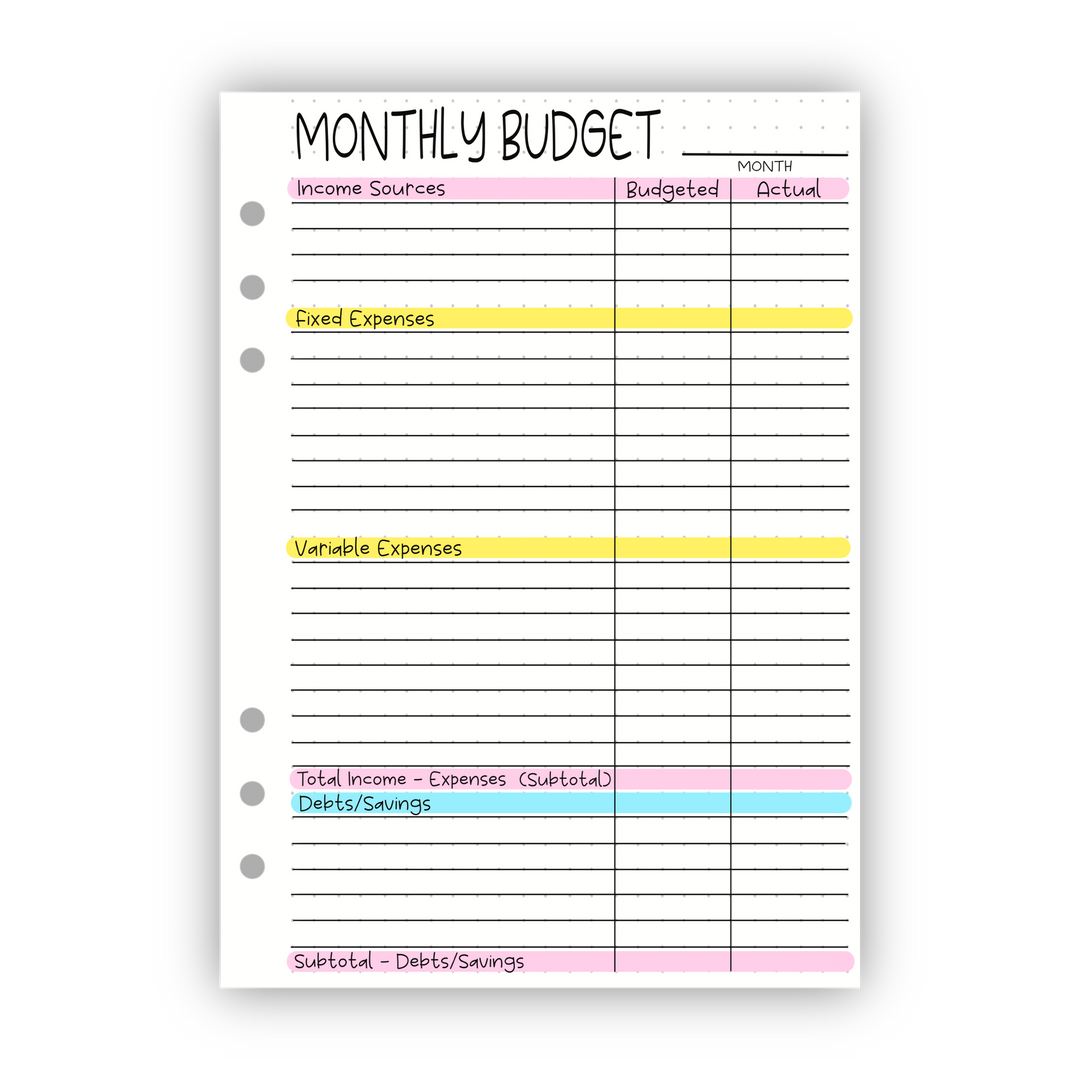 Monthly Budget Tracker – Jessica's Journal