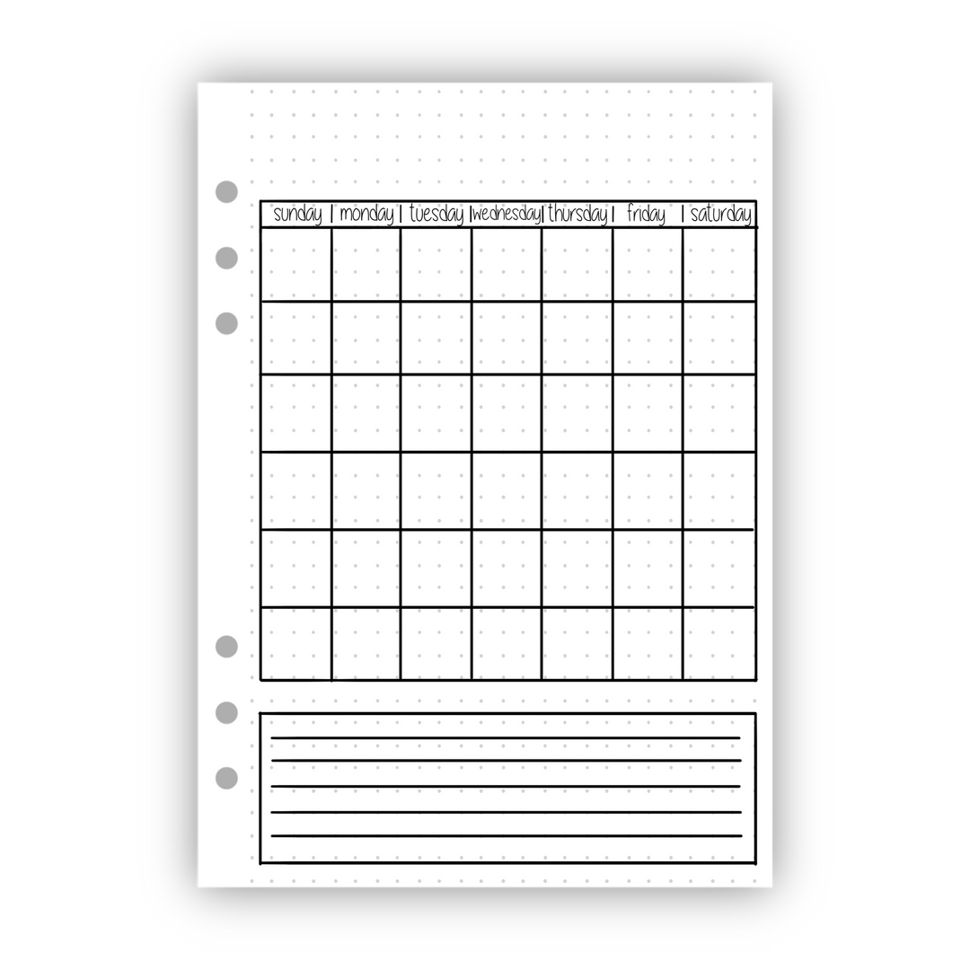Monthly Overview Tracker | Binder-Ready Journal Page
