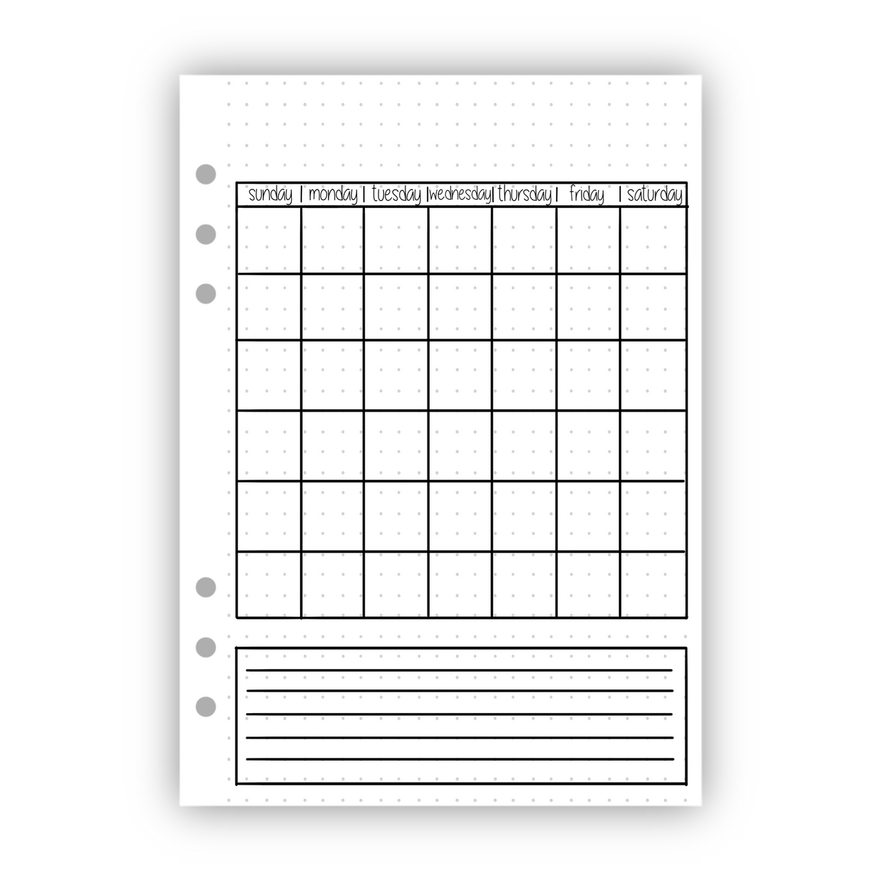 Monthly Overview Tracker | Binder-Ready Journal Page