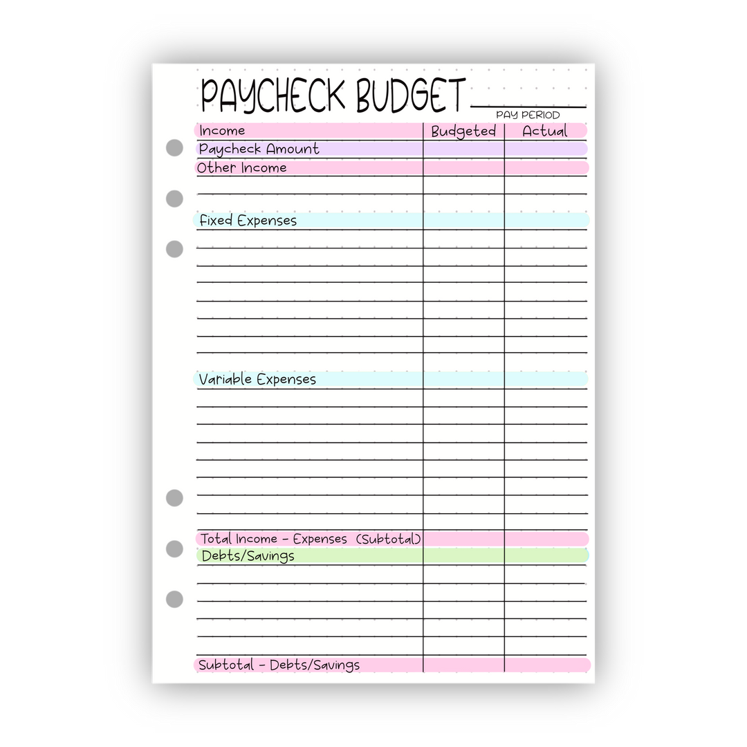 Paycheck Budget Tracker – Jessica's Journal