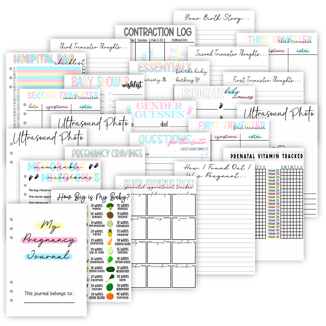 Pregnancy Journal Pages Bundle | Binder-Ready Journal Page