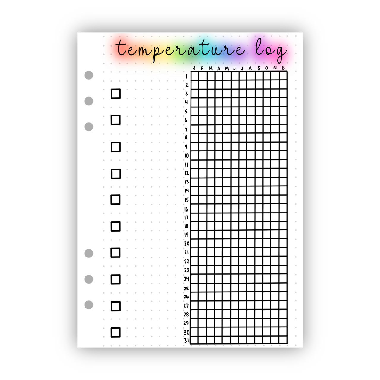 Temperature Log | Binder-Ready Journal Page – Jessica's Journal