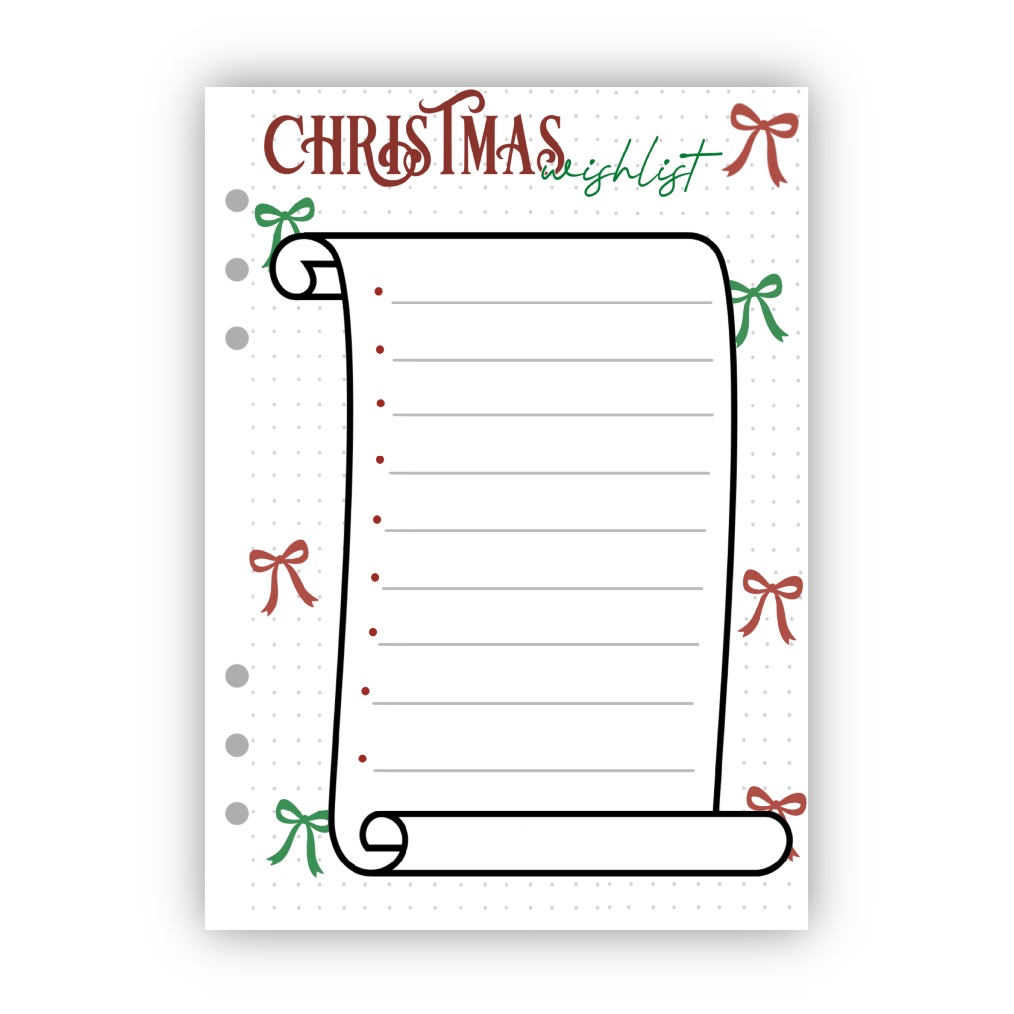 Christmas Wishlist | Binder-Ready Bullet Journal Page