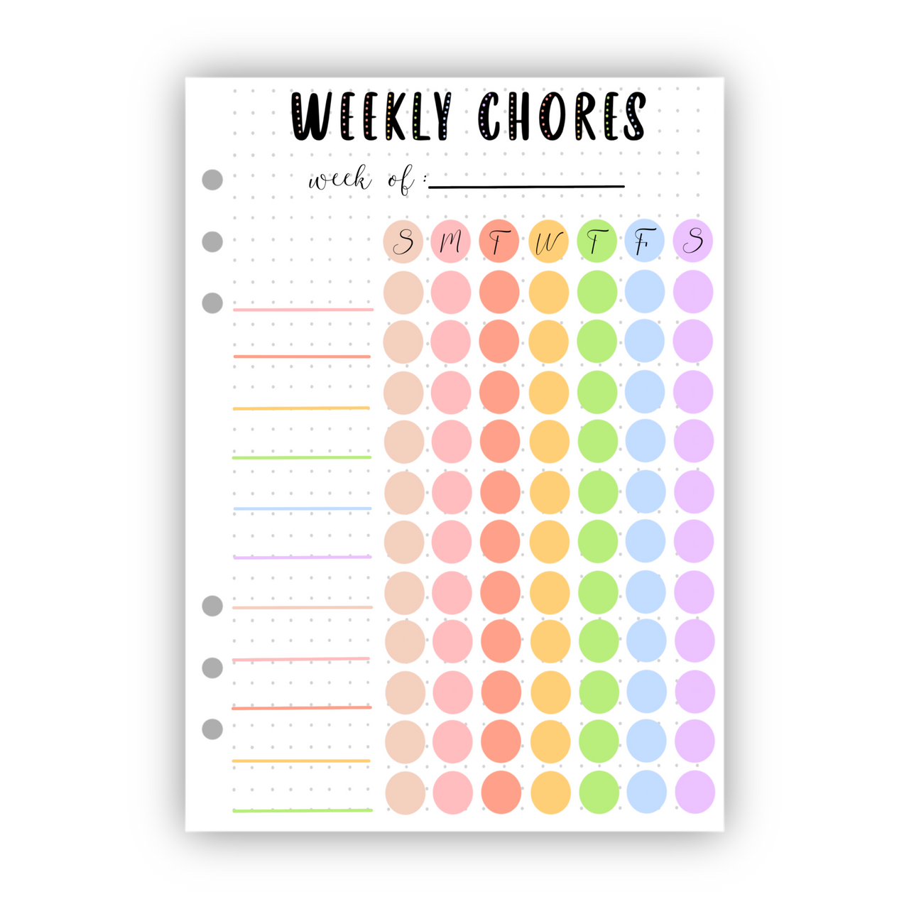 Weekly Chores Tracker | Binder-Ready Journal Page